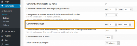 Comment text character limitation with count-down control - wpDiscuz - WordPress Comment Plugin