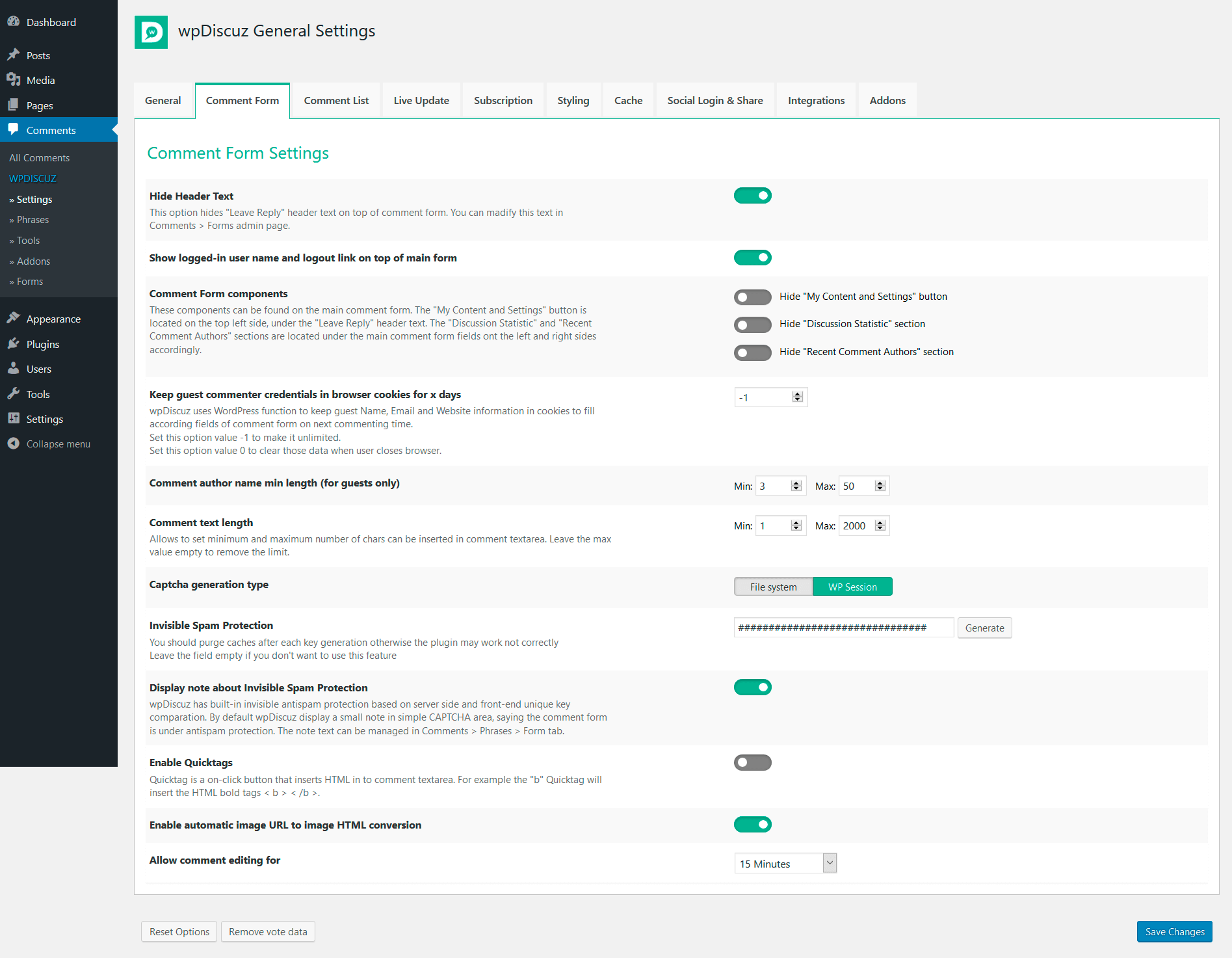 Comment Form WpDiscuz WordPress Comment Plugin