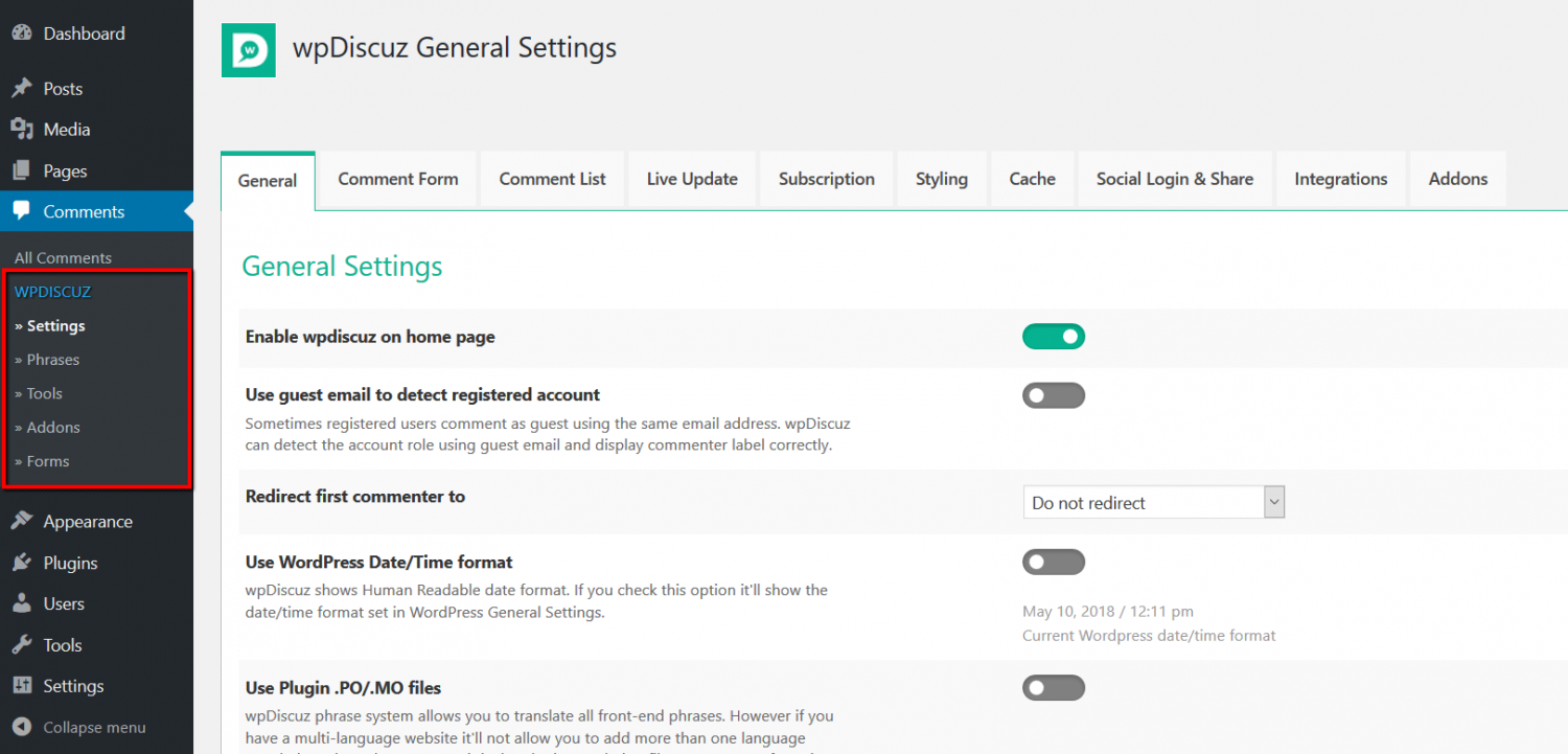 Dashboard Installation - wpDiscuz - WordPress Comment Plugin