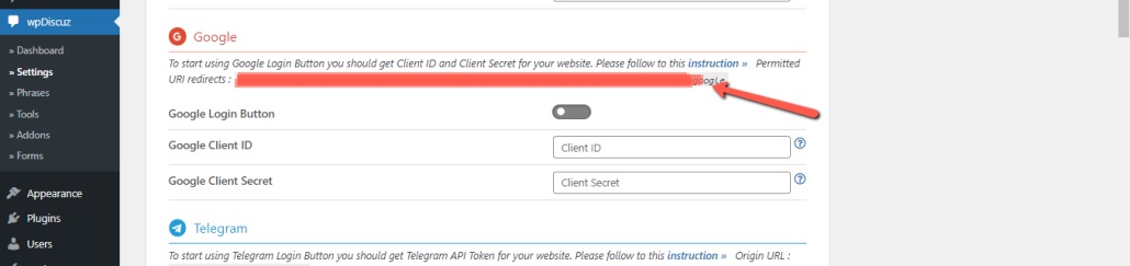 Google App Configuration - wpDiscuz - WordPress Comment Plugin