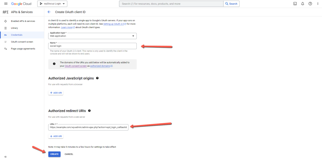 Google App Configuration - wpDiscuz - WordPress Comment Plugin