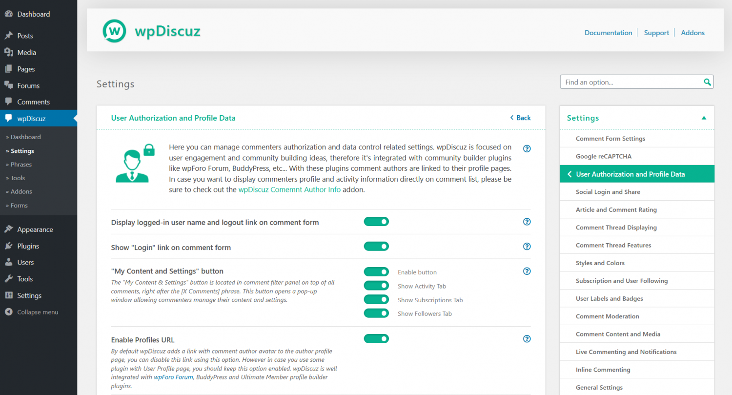 User Authorization and Profile - wpDiscuz - WordPress Comment Plugin