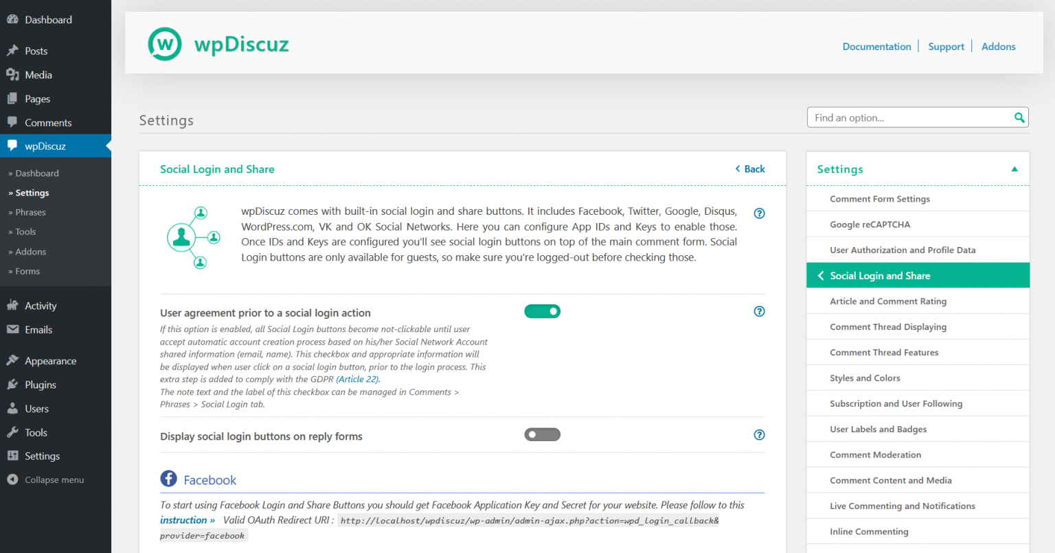 Social Login and Share - wpDiscuz - WordPress Comment Plugin
