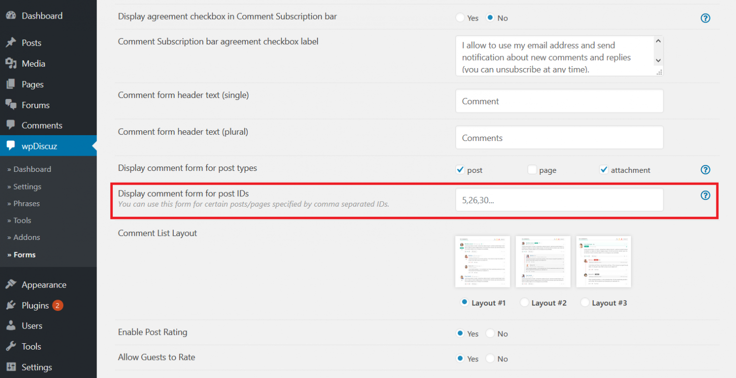 Comment Form Settings - wpDiscuz - WordPress Comment Plugin