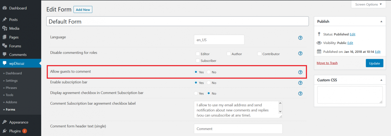 Comment Form Settings - wpDiscuz - WordPress Comment Plugin