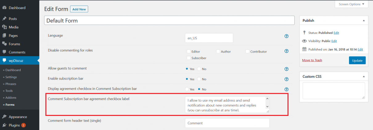 Comment Form Settings - wpDiscuz - WordPress Comment Plugin