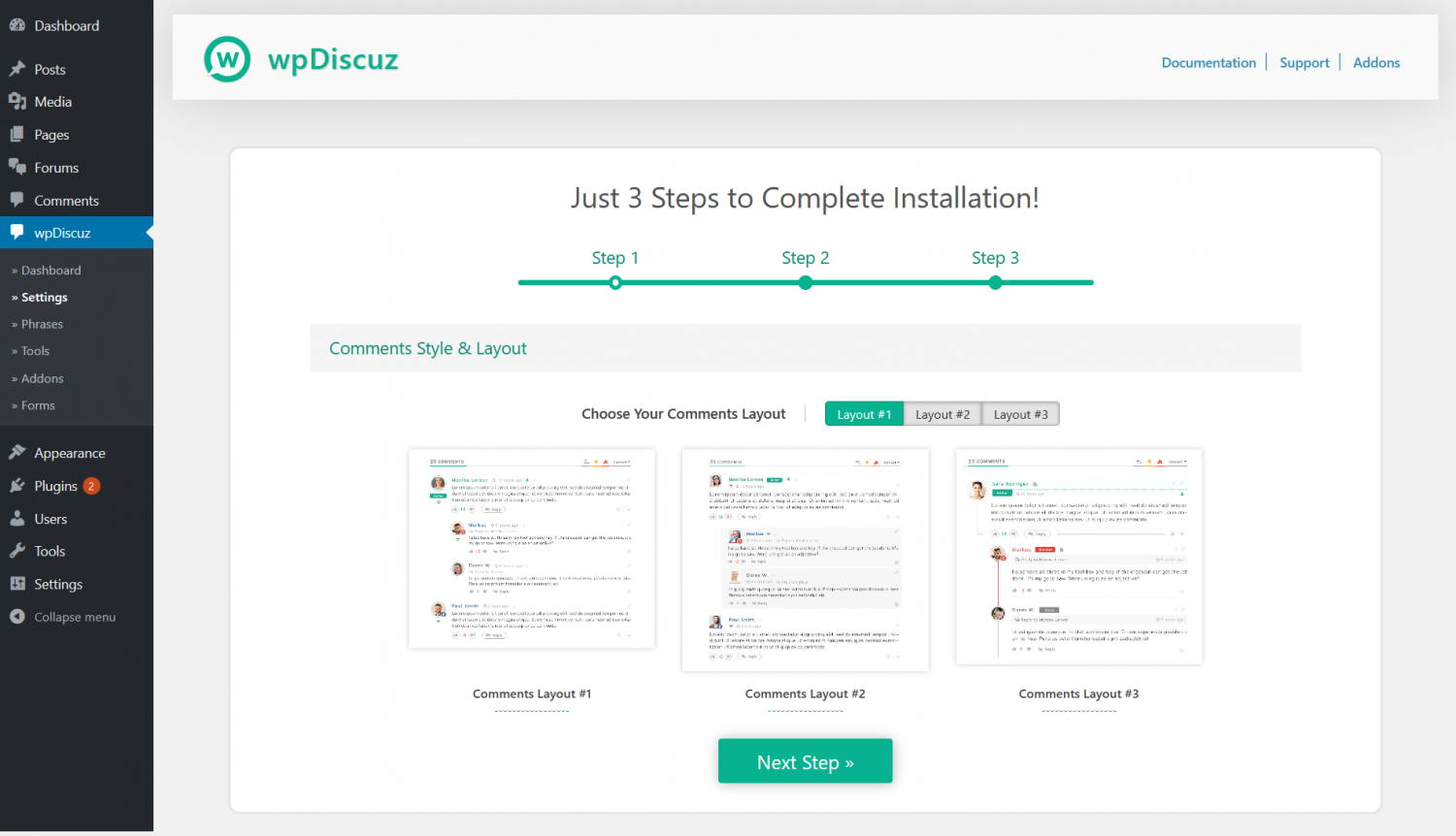 Dashboard Installation - wpDiscuz - WordPress Comment Plugin